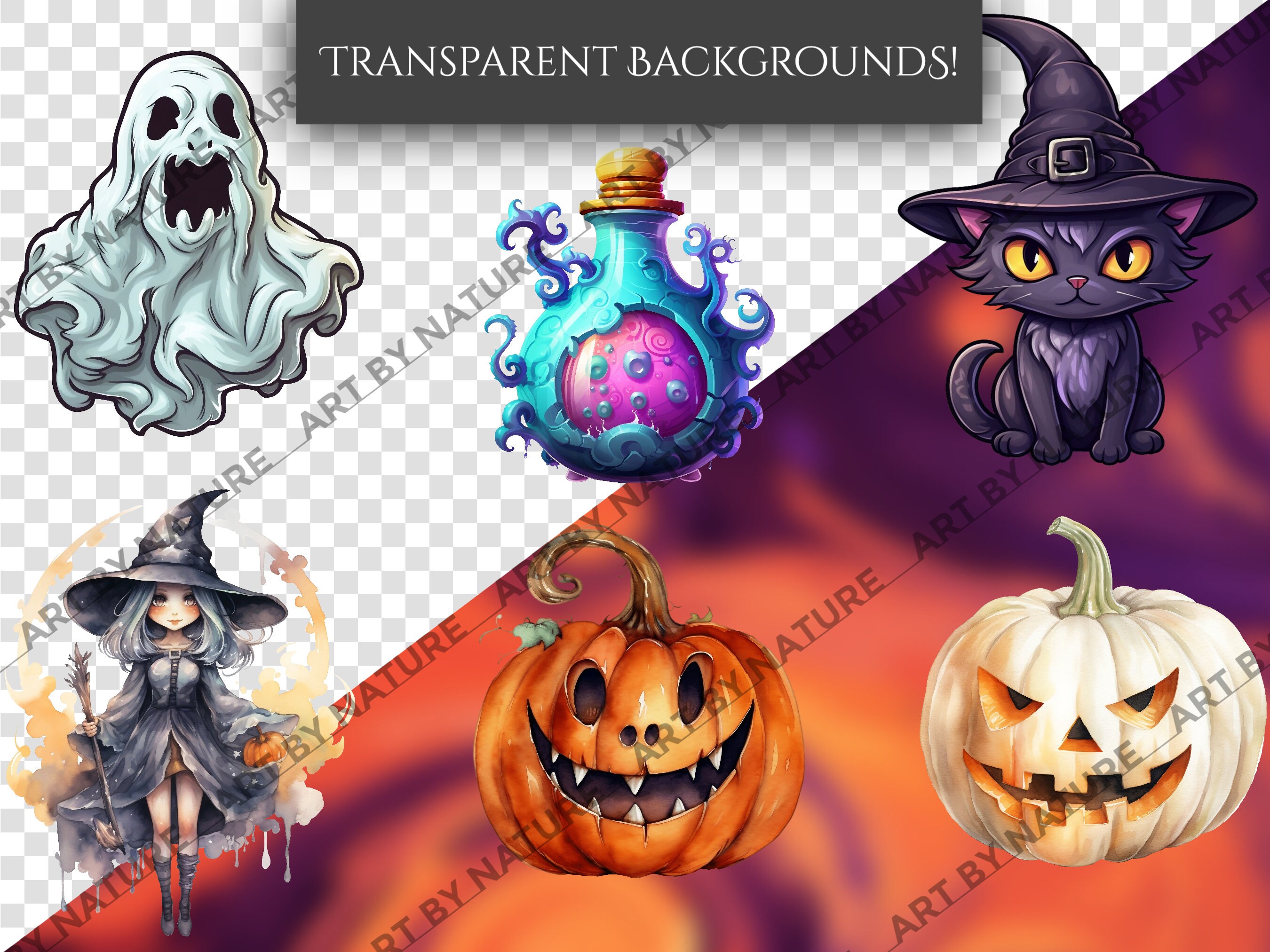 Spooky Halloween Clipart Mega Bundle, 148 Scary Halloween Ready Clipart ...