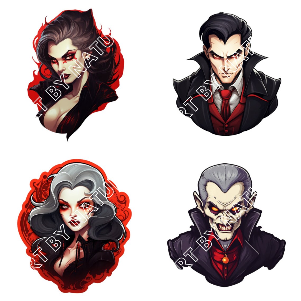 Spooky Vampires Clipart Pack, 20 Scary PNG Vampire Clipart for ...