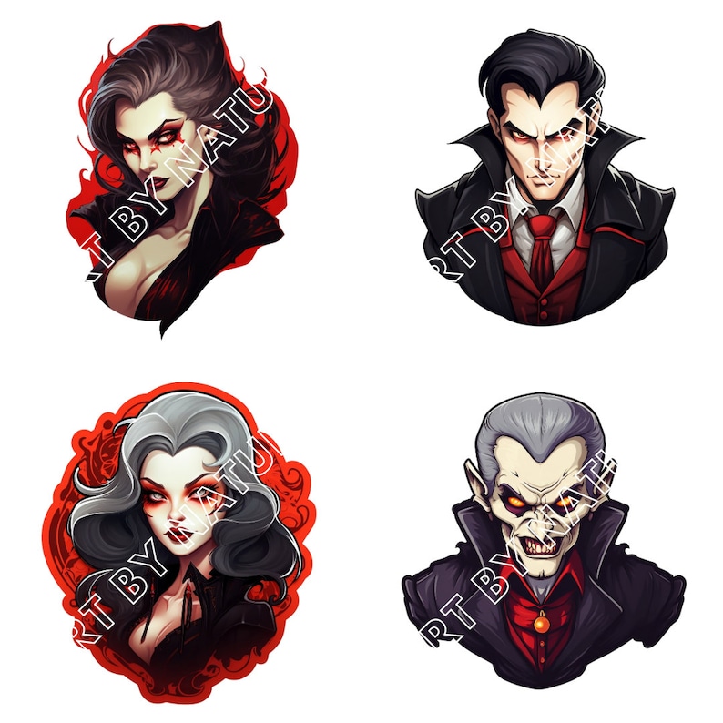 Spooky Vampires Clipart Pack, 20 Scary PNG Vampire Clipart for ...