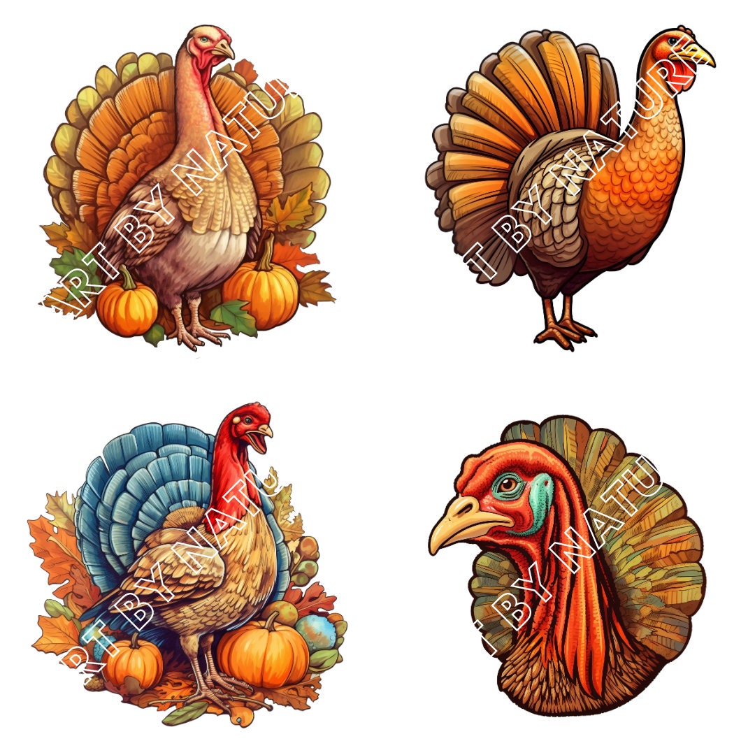 Thanksgiving Turkey Clipart Pack, High Quality PNG Digital Planner ...