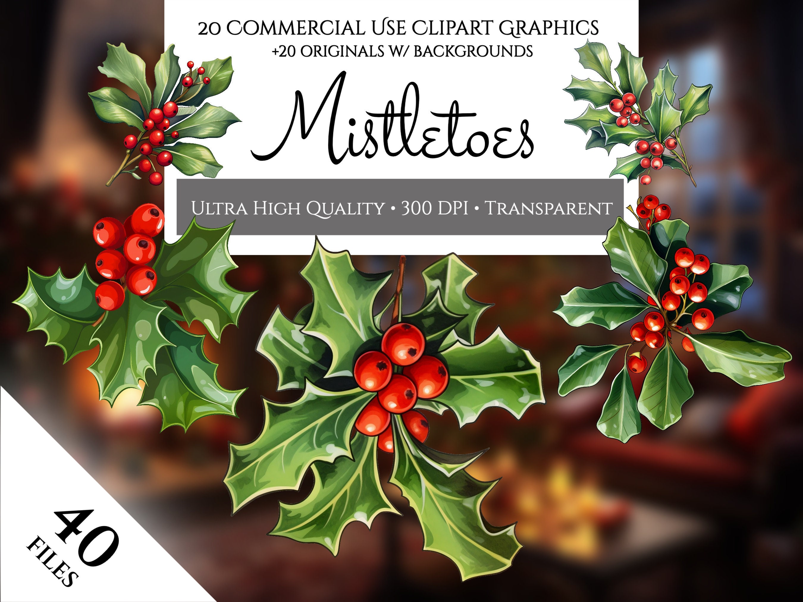 Watercolor Christmas Clipart, Christmas Leaves Foliage, Holiday Clip ...