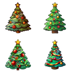 Christmas Tree PNG Clipart Pack for Commercial Use, Junk Journal ...