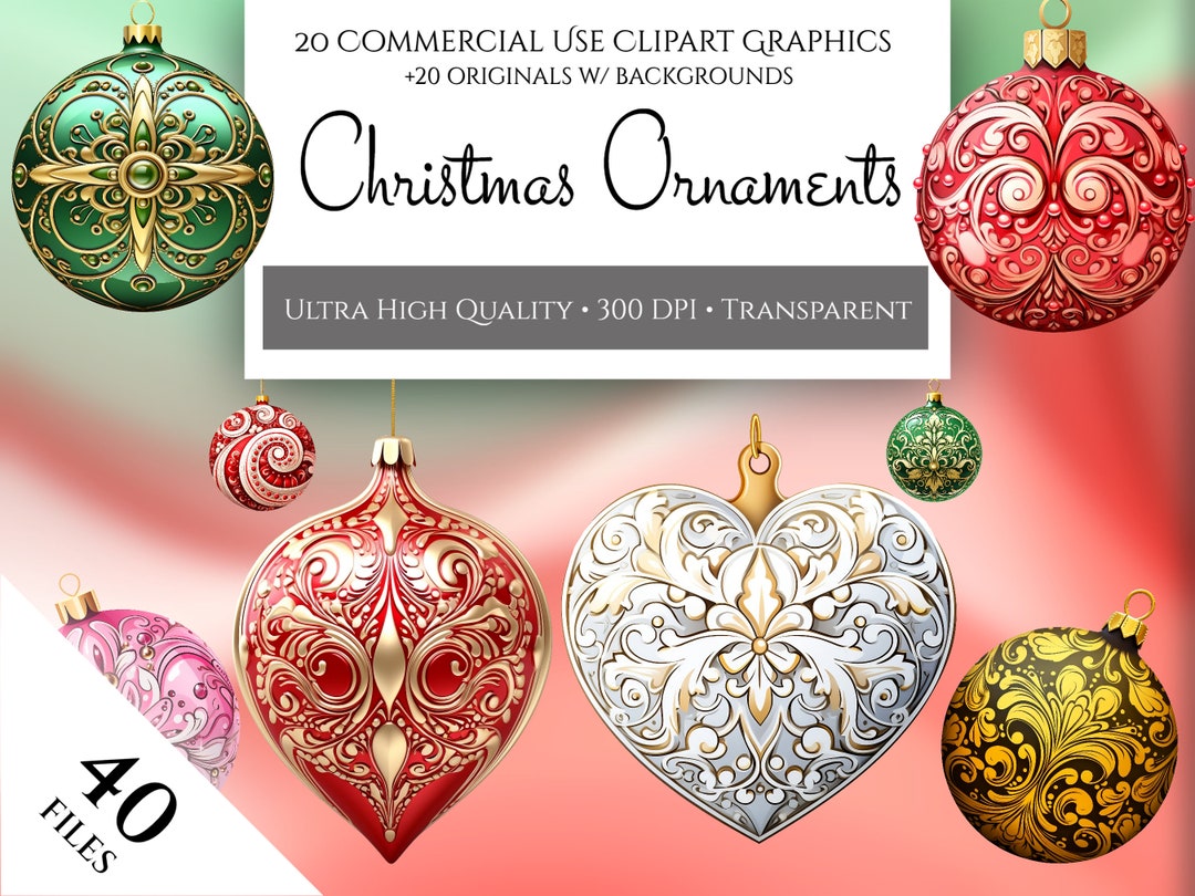 Christmas Ornaments Clipart, High Quality PNG, Commercial Use (digital ...