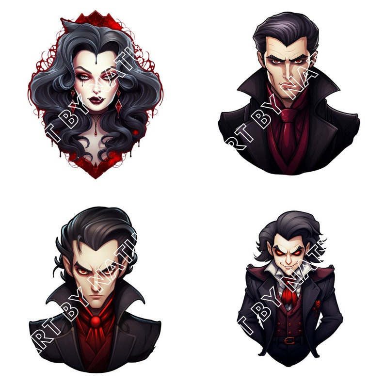 Spooky Vampires Clipart Pack, 20 Scary PNG Vampire Clipart for ...