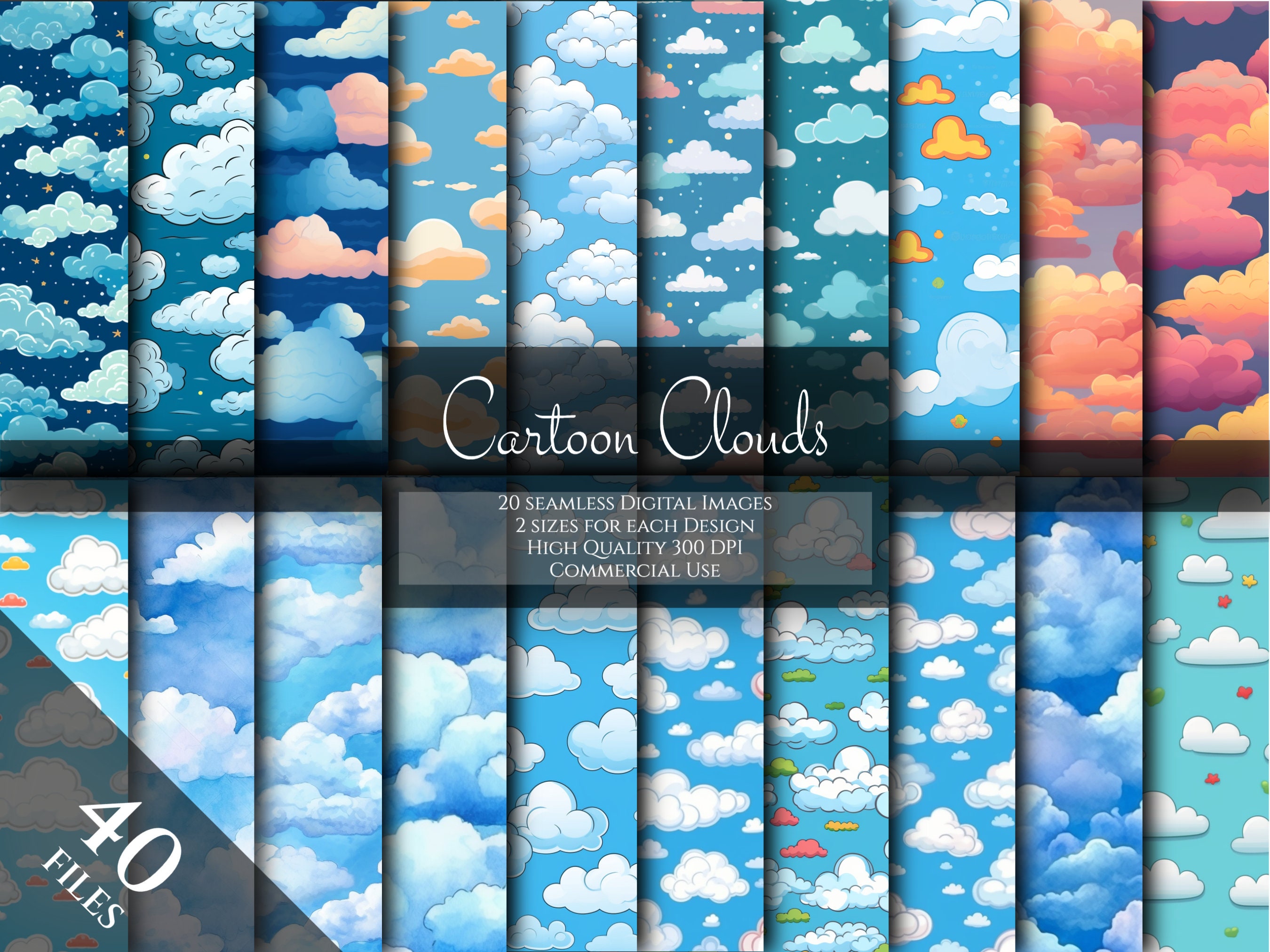 Clouds Seamless Digital Paper Printable Scrapbook Paper - Etsy