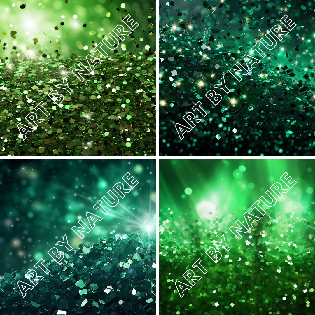 Green Glitter Digital Paper | Printable Scrapbook Paper Iridescent ...