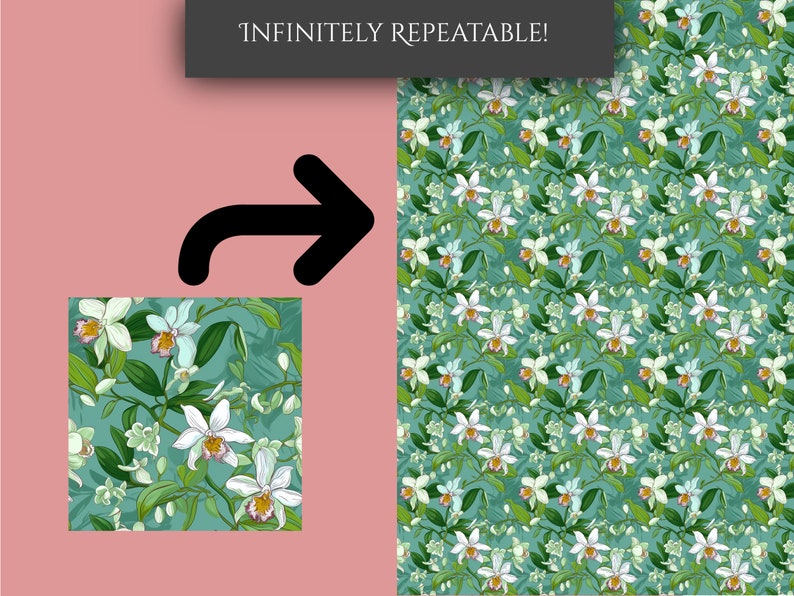 Seamless Orchids Digital Paper, PNG Orchid Printable Background for ...