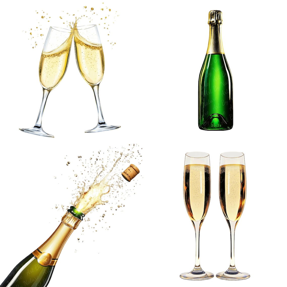24 Champagne Celebration Clipart, High-resolution JPG, Instant Digital ...
