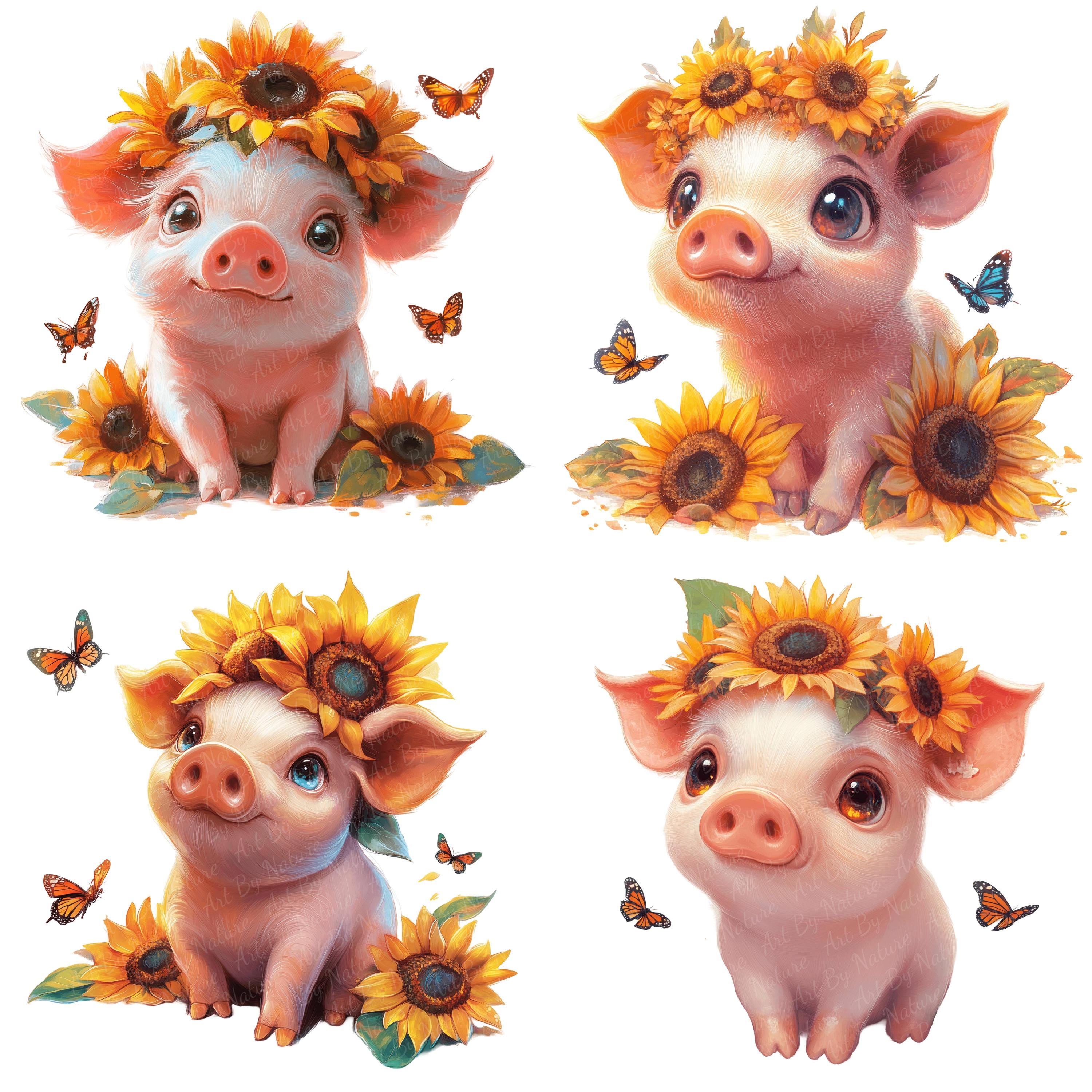 32 Adorable Watercolor Pigs Clipart Bundle for Commercial Use, Cute ...