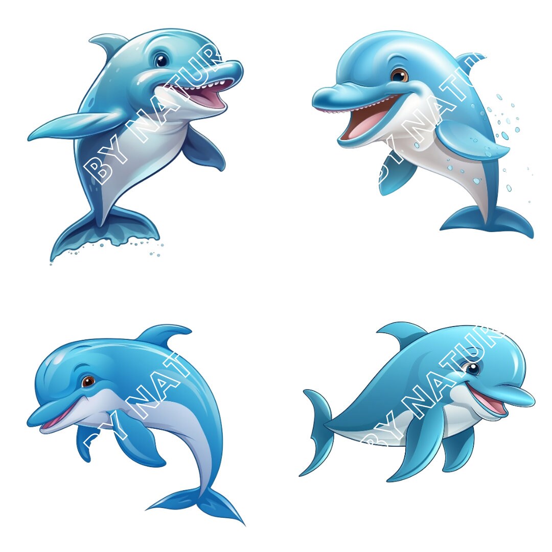 Dolphin Clipart Pack, Clipart for Commercial Use, Transparent Pngs ...