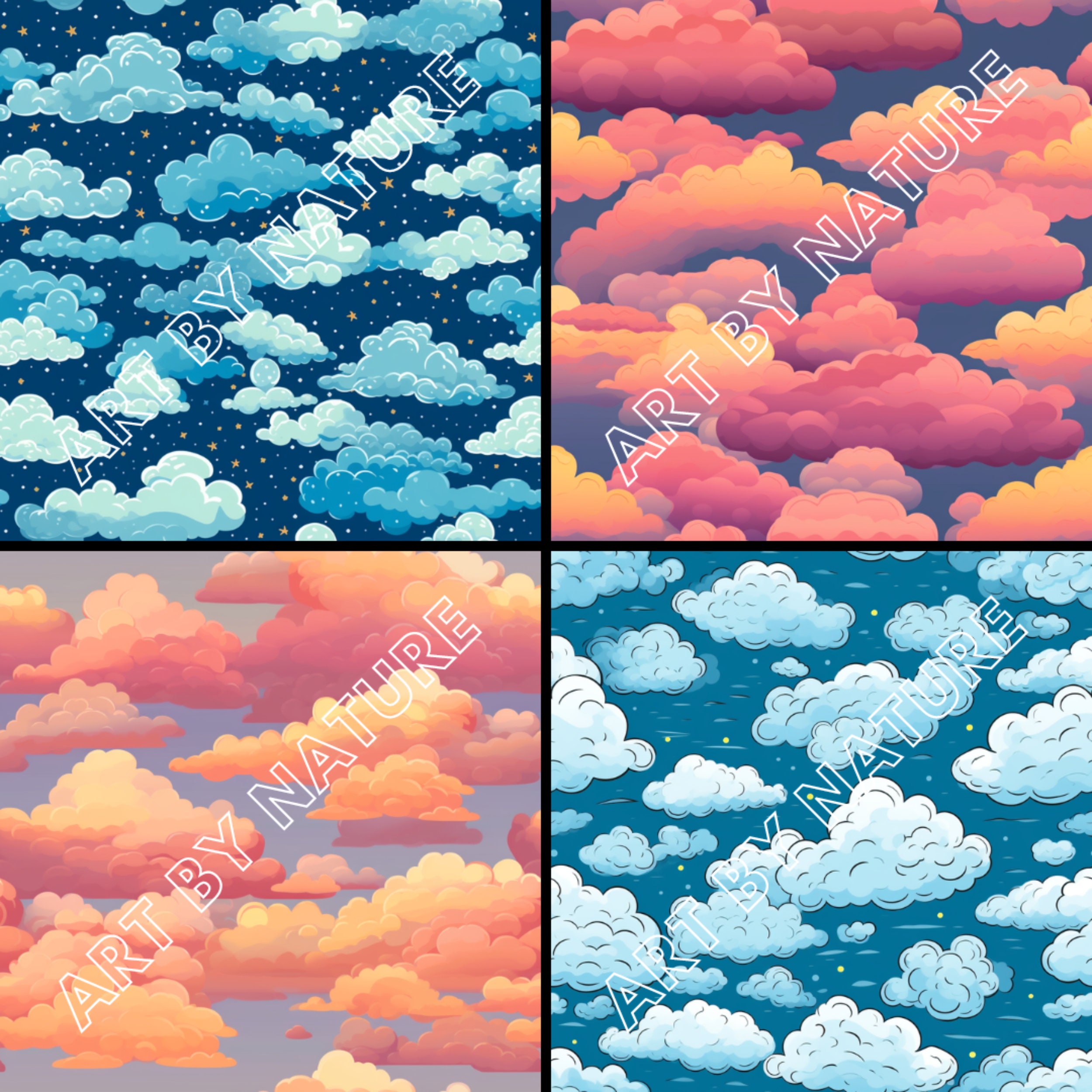 Clouds Seamless Digital Paper | Printable Scrapbook Paper, Instant ...