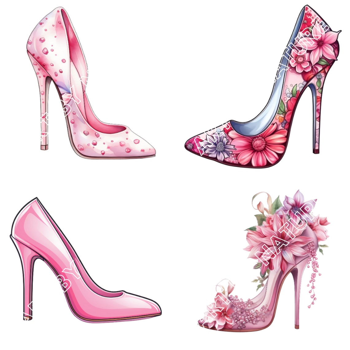 Pink High Heel Clipart - 20 PNG High Quality Pink Shoes for Commercial ...