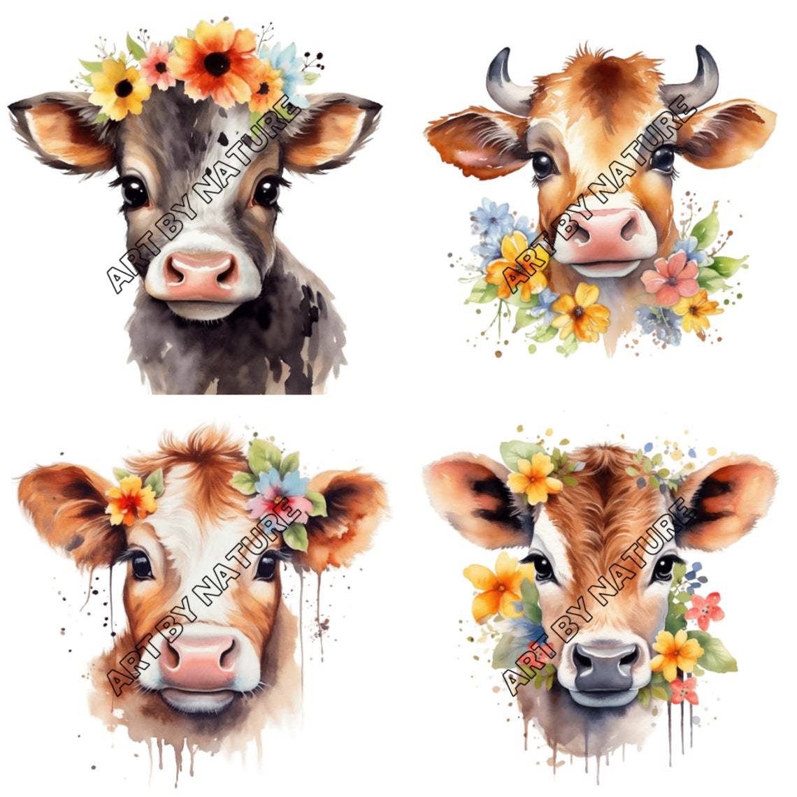 Baby Cows PNG Bundle Watercolor Baby Cows Printable Clipart - Etsy