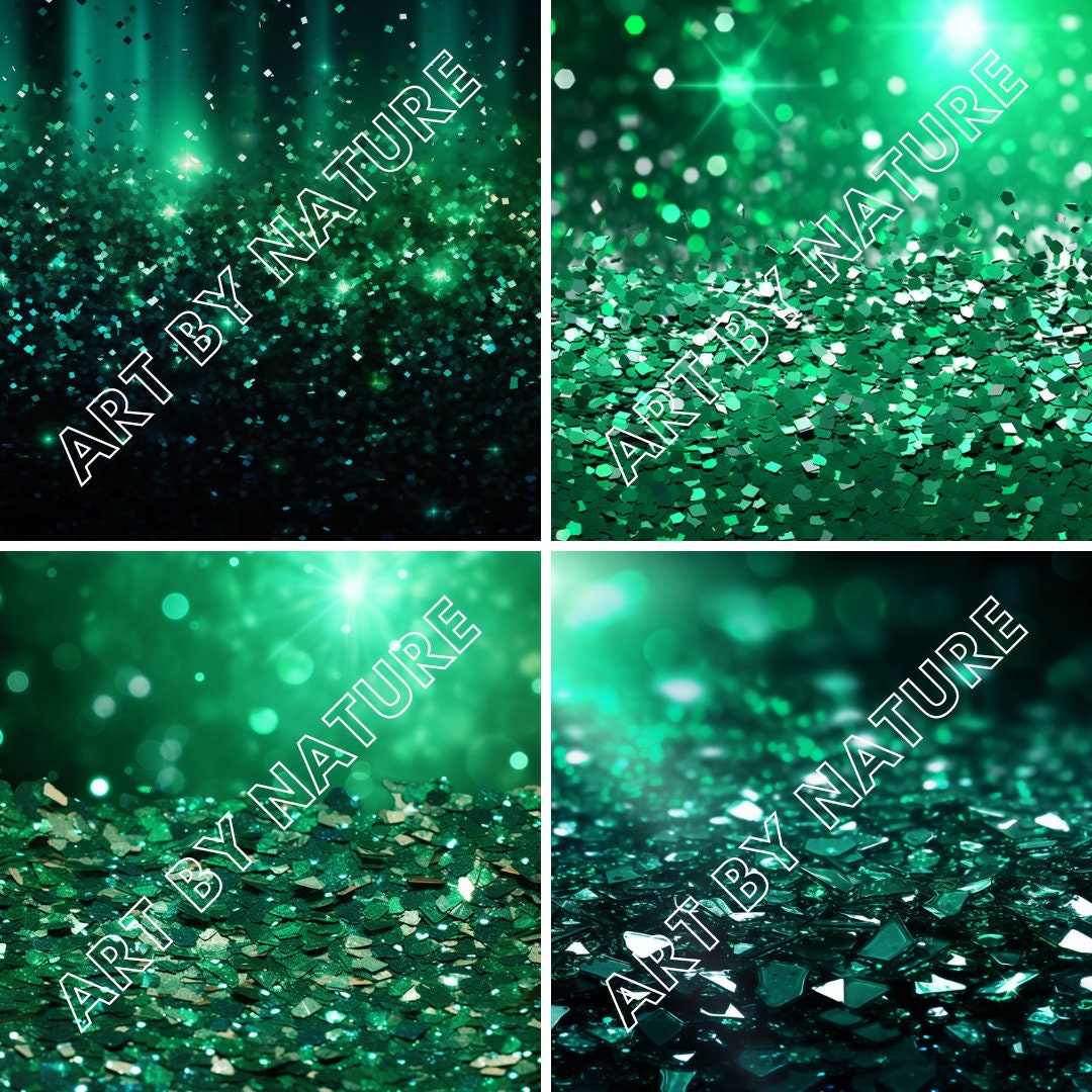 Green Glitter Digital Paper | Printable Scrapbook Paper Iridescent ...