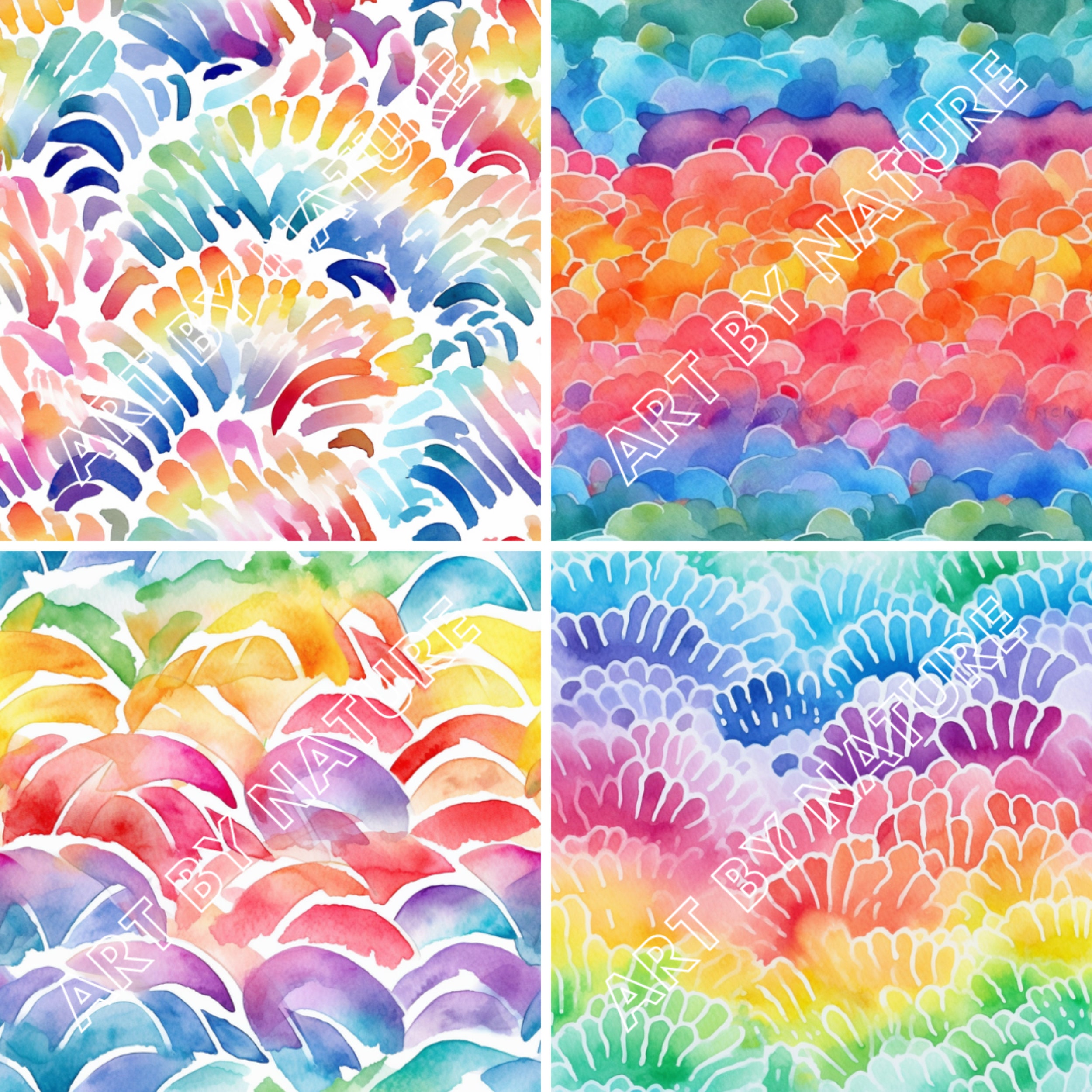 20 Watercolor Rainbows Digital Paper, Printable Seamless Textures ...