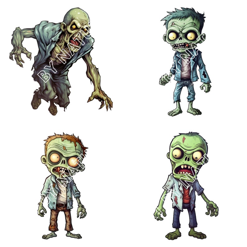 Spooky Zombie Clipart Pack: Halloween PNG Graphics (commercial Use) - Etsy