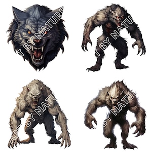 Werewolf PNG Clipart Bundle: Halloween Digital Download (commercial Use ...
