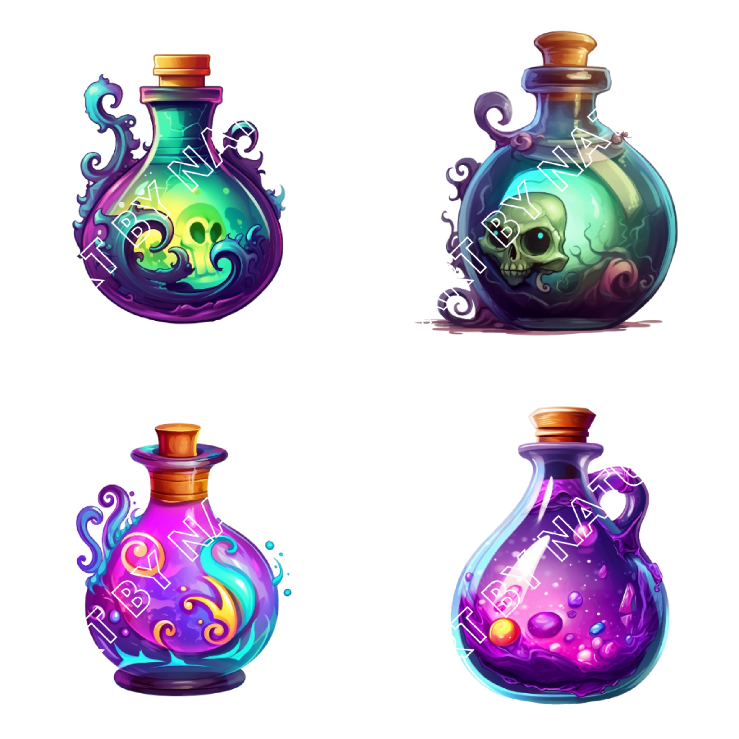 Potions and Elixirs Clipart Pack, High Quality Witch Potions for ...
