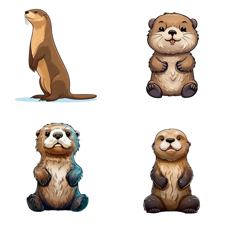 Sea Otter Clipart Pack, Commercial Use, Transparent Pngs, Marine Life ...