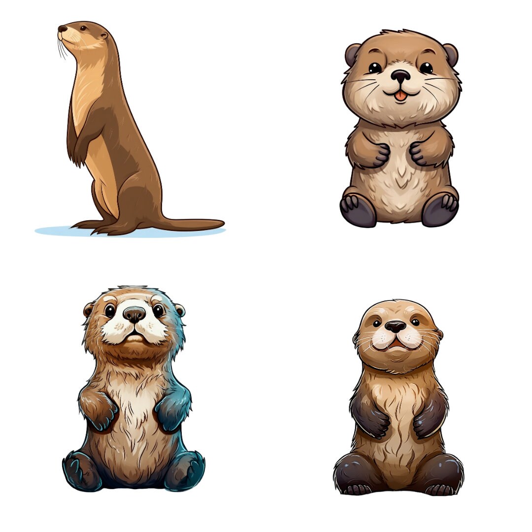 Sea Otter Clipart Pack, Commercial Use, Transparent Pngs, Marine Life ...