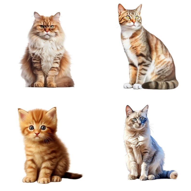Cats and Kittens Clipart Pack, Clipart for Commercial Use, Transparent ...