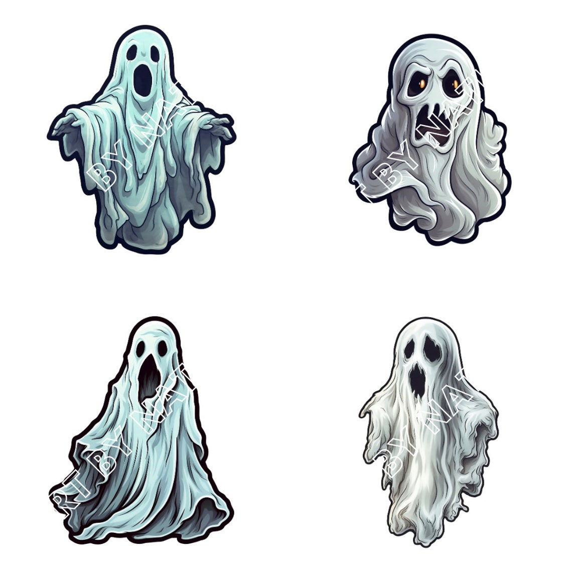 Spooky Ghosts Clipart Scary PNG Ghost Clipart for Commercial - Etsy