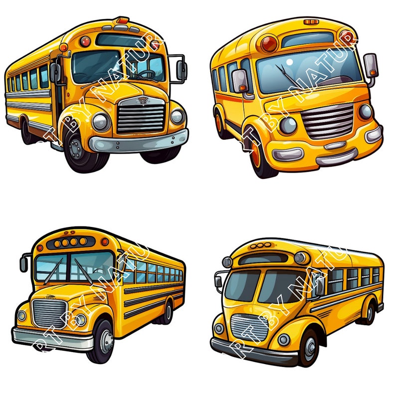 School Bus Clipart: Back to School PNG Files, Commercial Use - Etsy