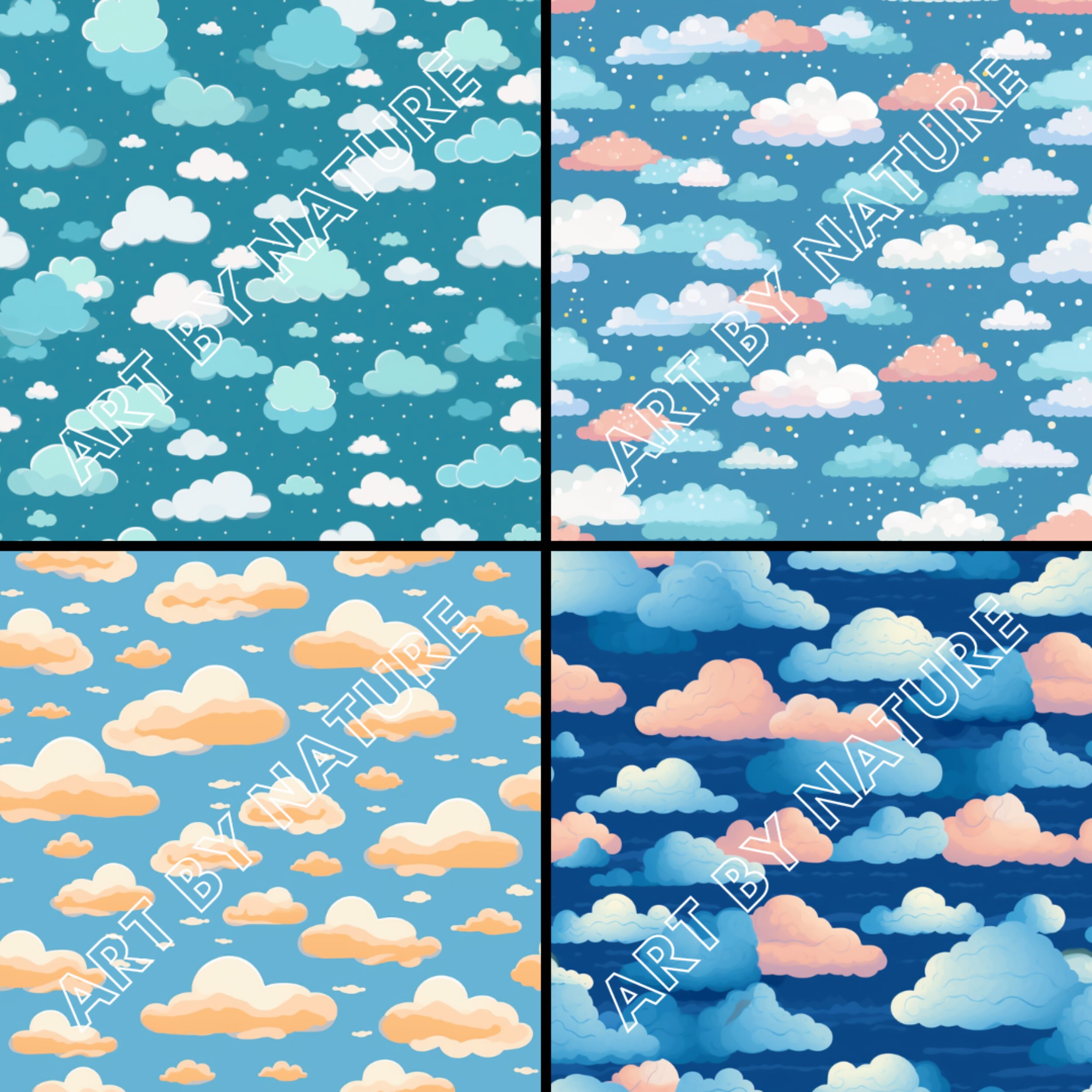 Clouds Seamless Digital Paper Printable Scrapbook Paper - Etsy