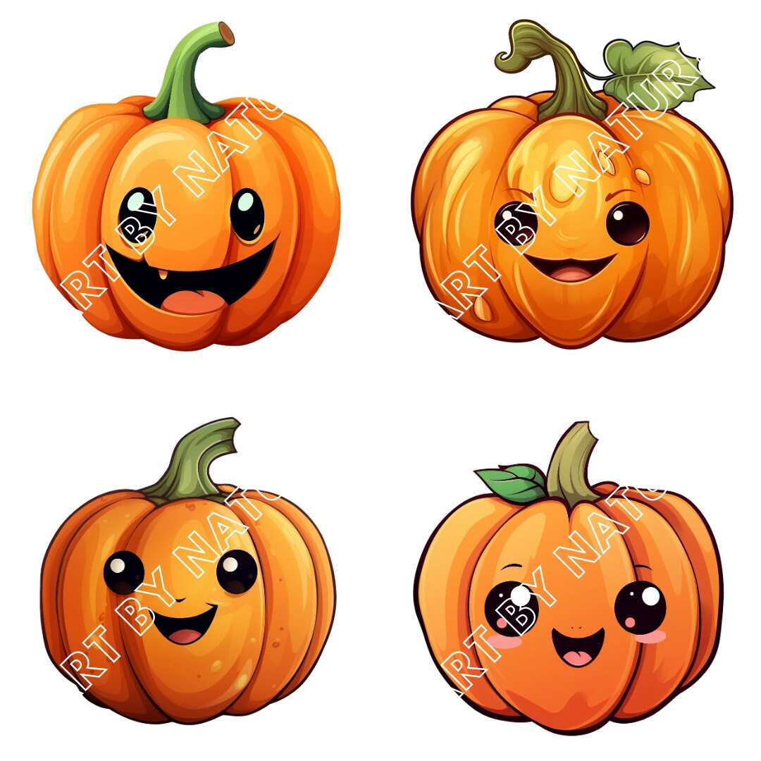 Cute Halloween Pumpkin Clipart Pack, High Quality Pngs Digital Planner ...