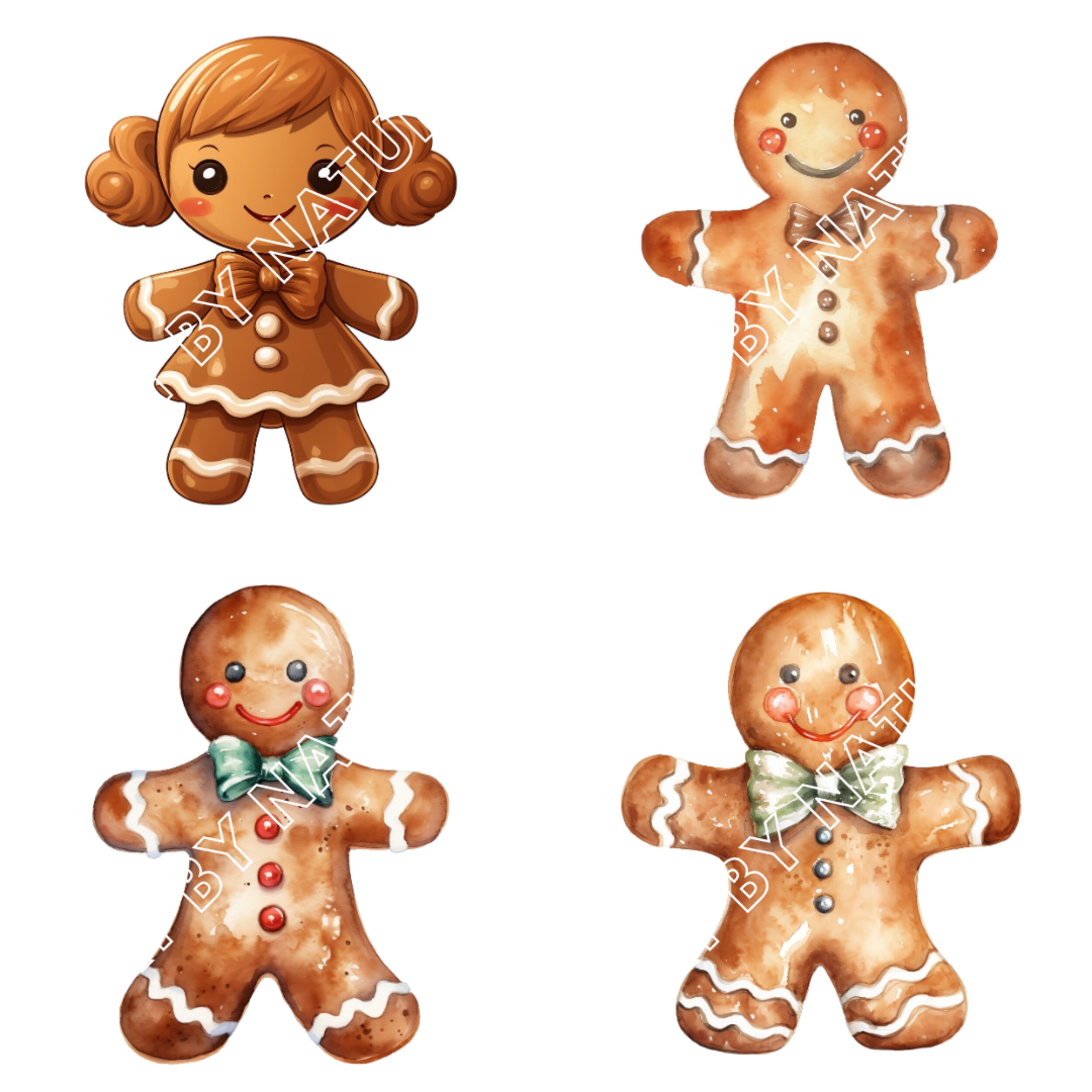 Gingerbread People Clipart: Christmas PNG Designs for Commercial Use - Etsy