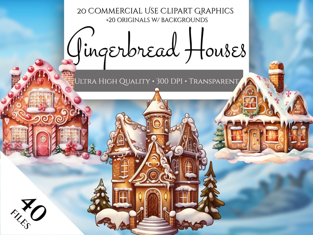 20 Gingerbread House Clipart, Christmas Clipart for Commercial Use ...
