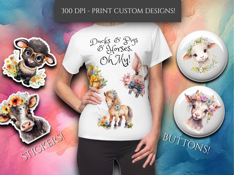 Farm Animals Clipart Mega Bundle | Watercolor Printable Transparent ...