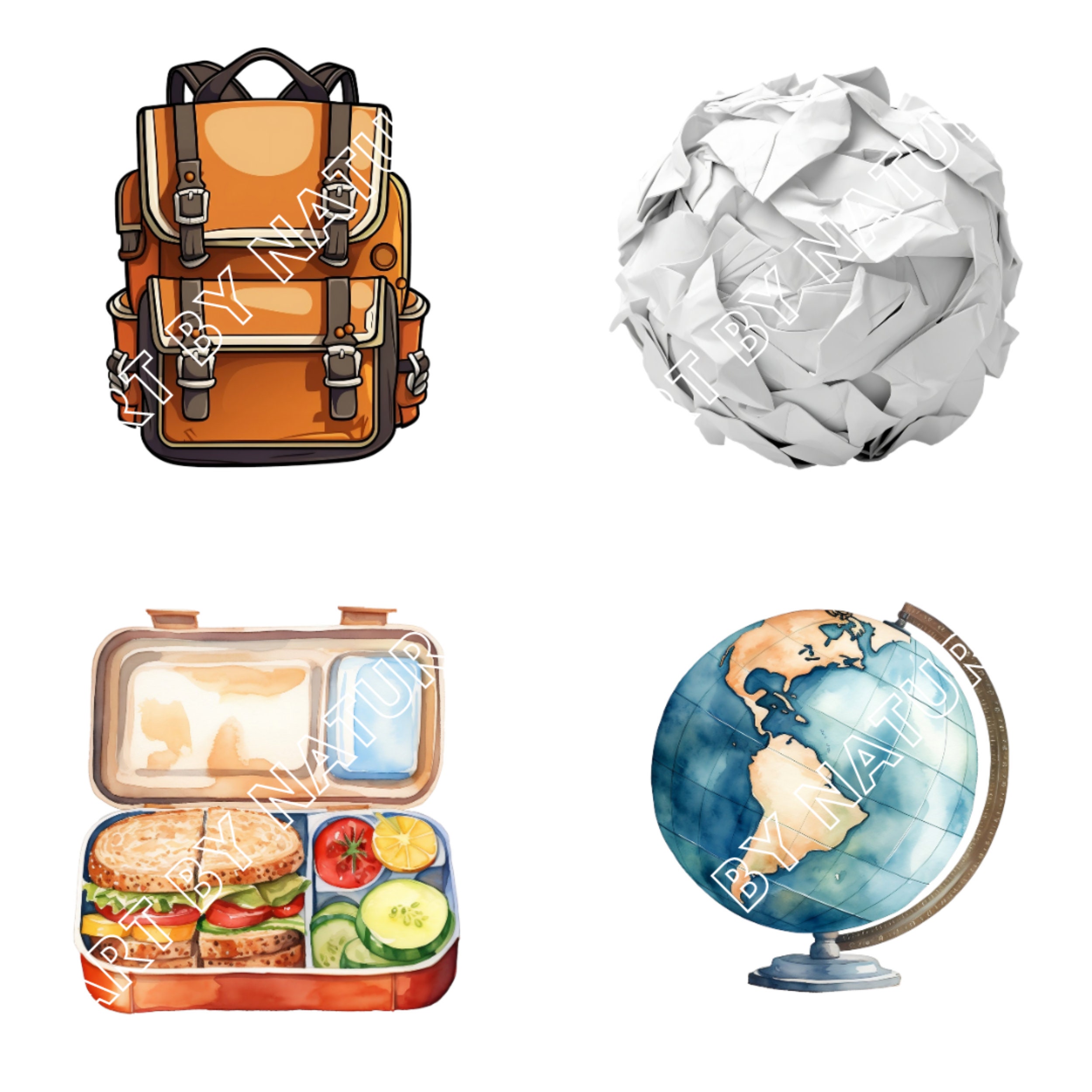 Back to School Clipart Variety Pack, 20 High Quality PNG School Clipart ...