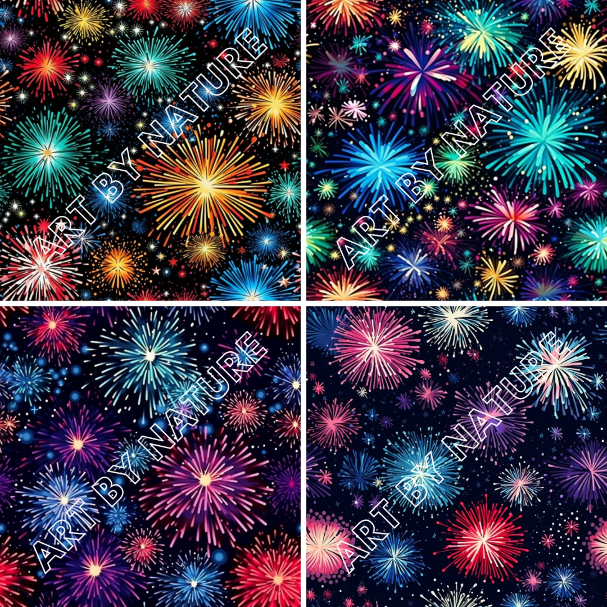 Rainbow Fireworks Digital Paper, 20 Seamless Digital Paper Fireworks ...