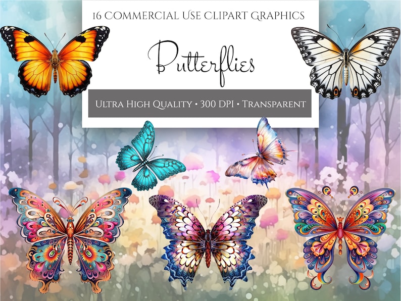 Butterfly Clipart Bundle, Beautiful Butterfly PNG Clipart for ...