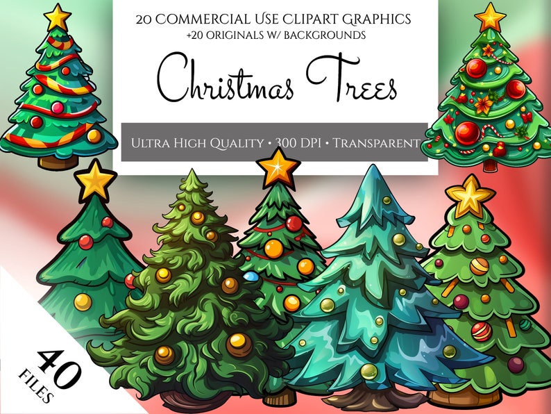 Christmas Tree PNG Clipart Pack for Commercial Use, Junk Journal ...