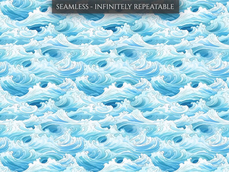 Ocean Wave Patterns Digital Paper, 20 High Quality Seamless Waves ...