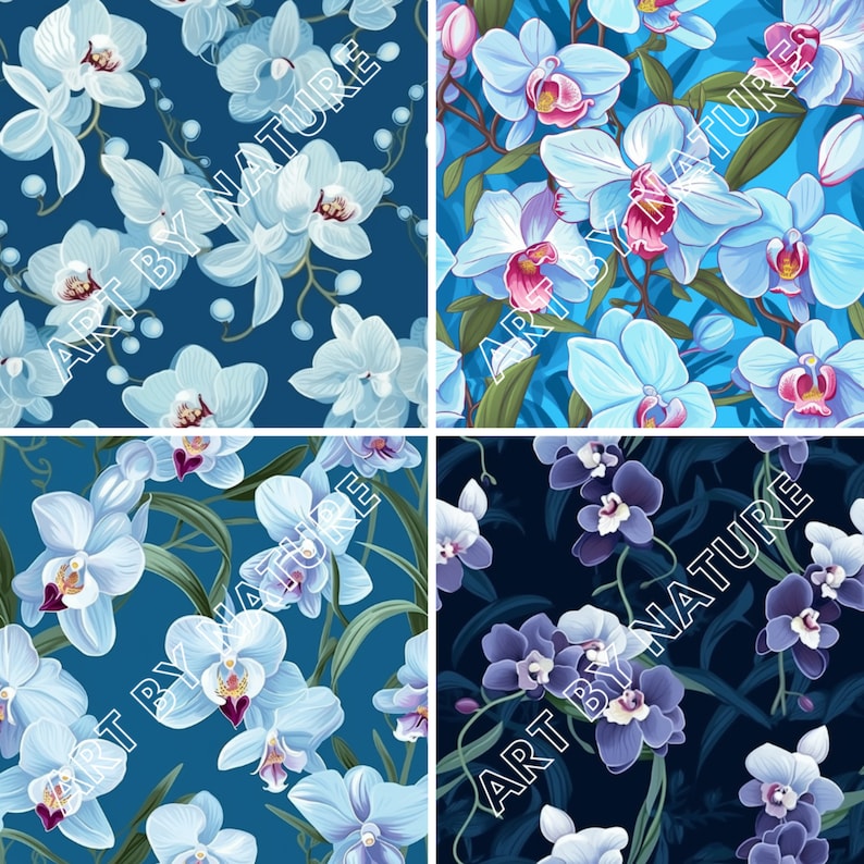 Seamless Orchids Digital Paper PNG Orchid Printable - Etsy