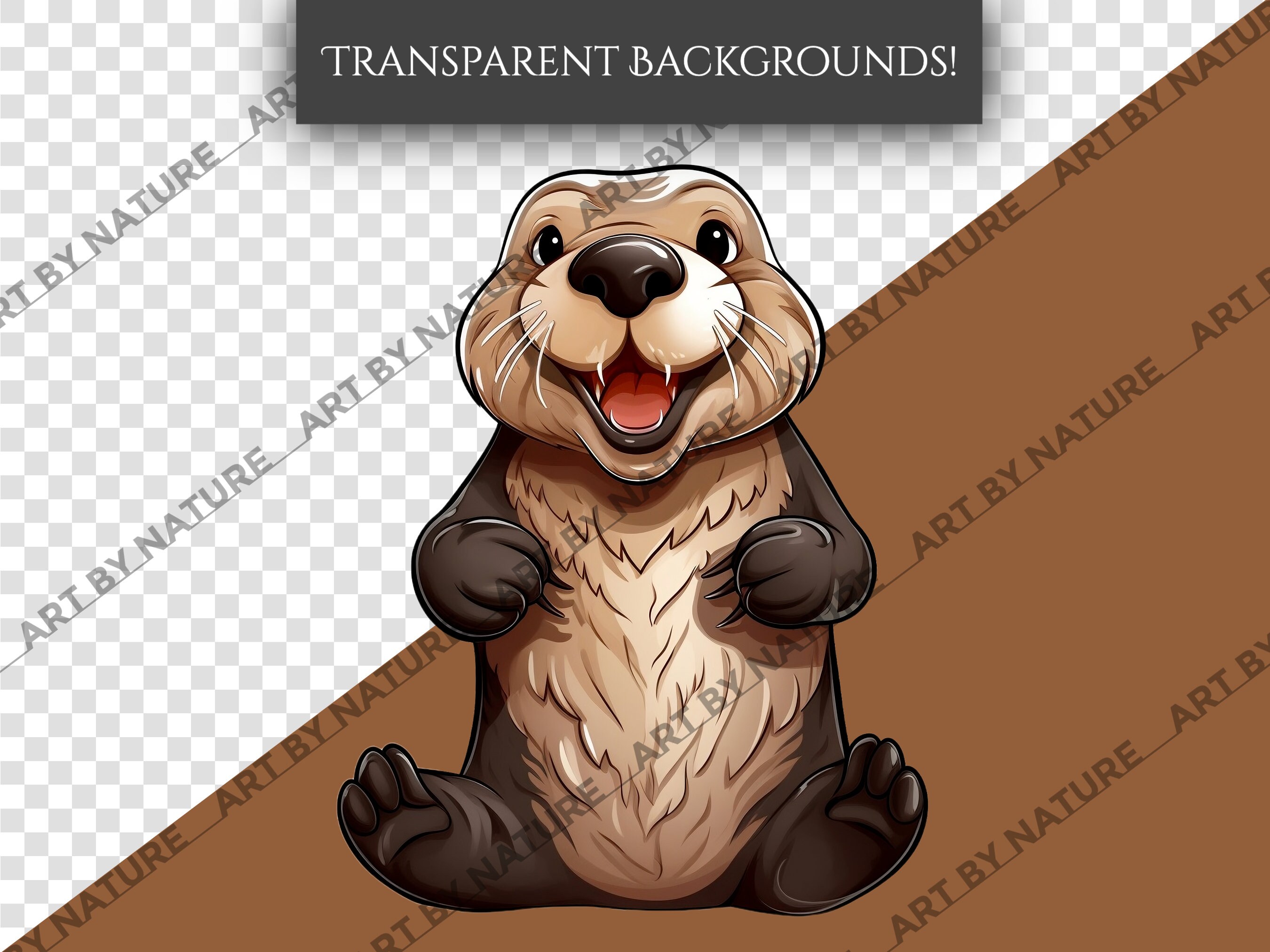 Sea Otter Clipart Pack, Commercial Use, Transparent Pngs, Marine Life ...