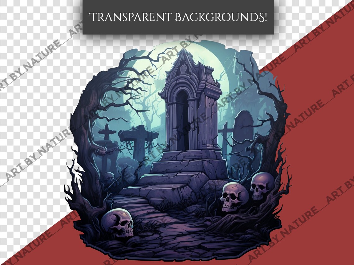 Spooky Gravestone Clipart Pack: 20 Scary PNG Graphics (commercial Use ...