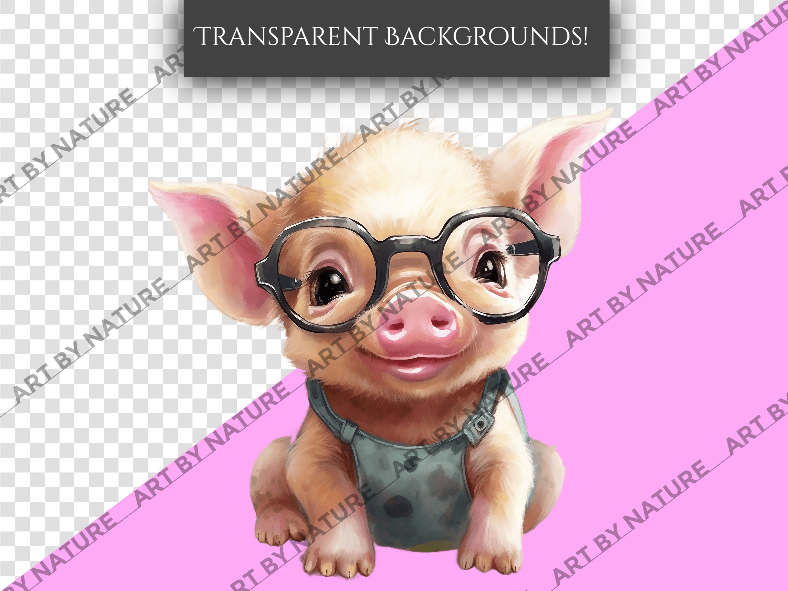 Adorable Watercolor Pigs Clipart Bundle, Cute Floral Piglets PNG ...