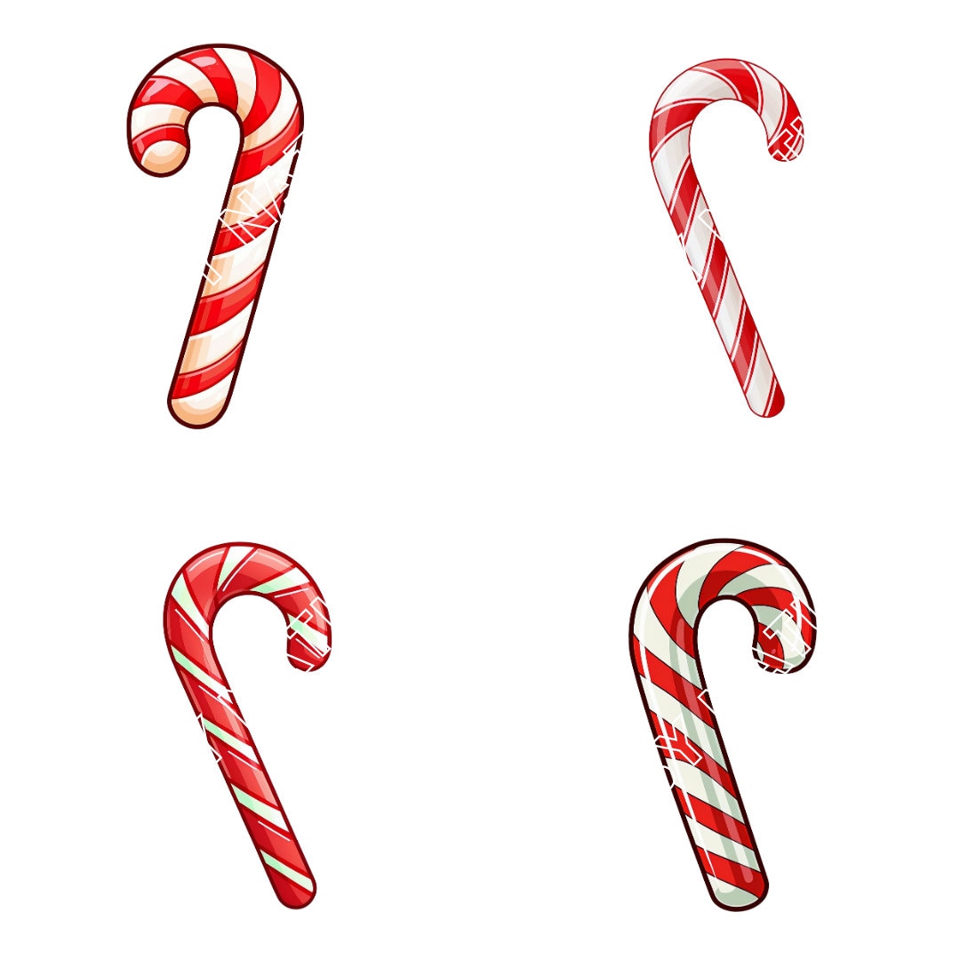 Christmas Candy Cane Clipart Pack, 20 Transparent Pngs for Commercial ...