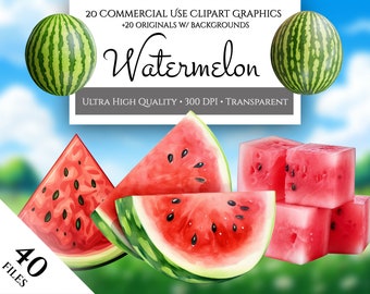 Watermelon Watercolor, Clipart Bundle, Digital Png Summer, for Instant ...