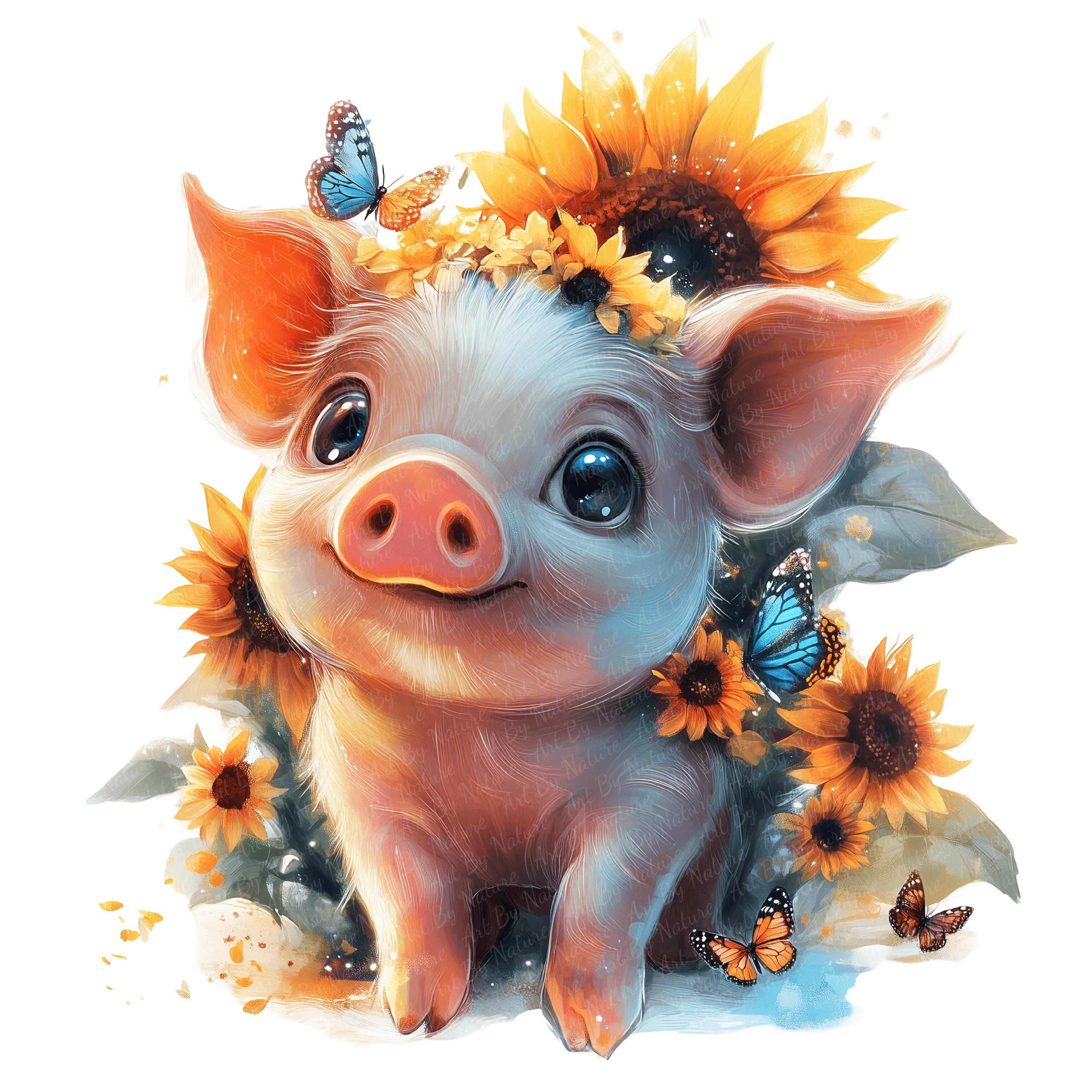 32 Adorable Watercolor Pigs Clipart Bundle for Commercial Use, Cute ...