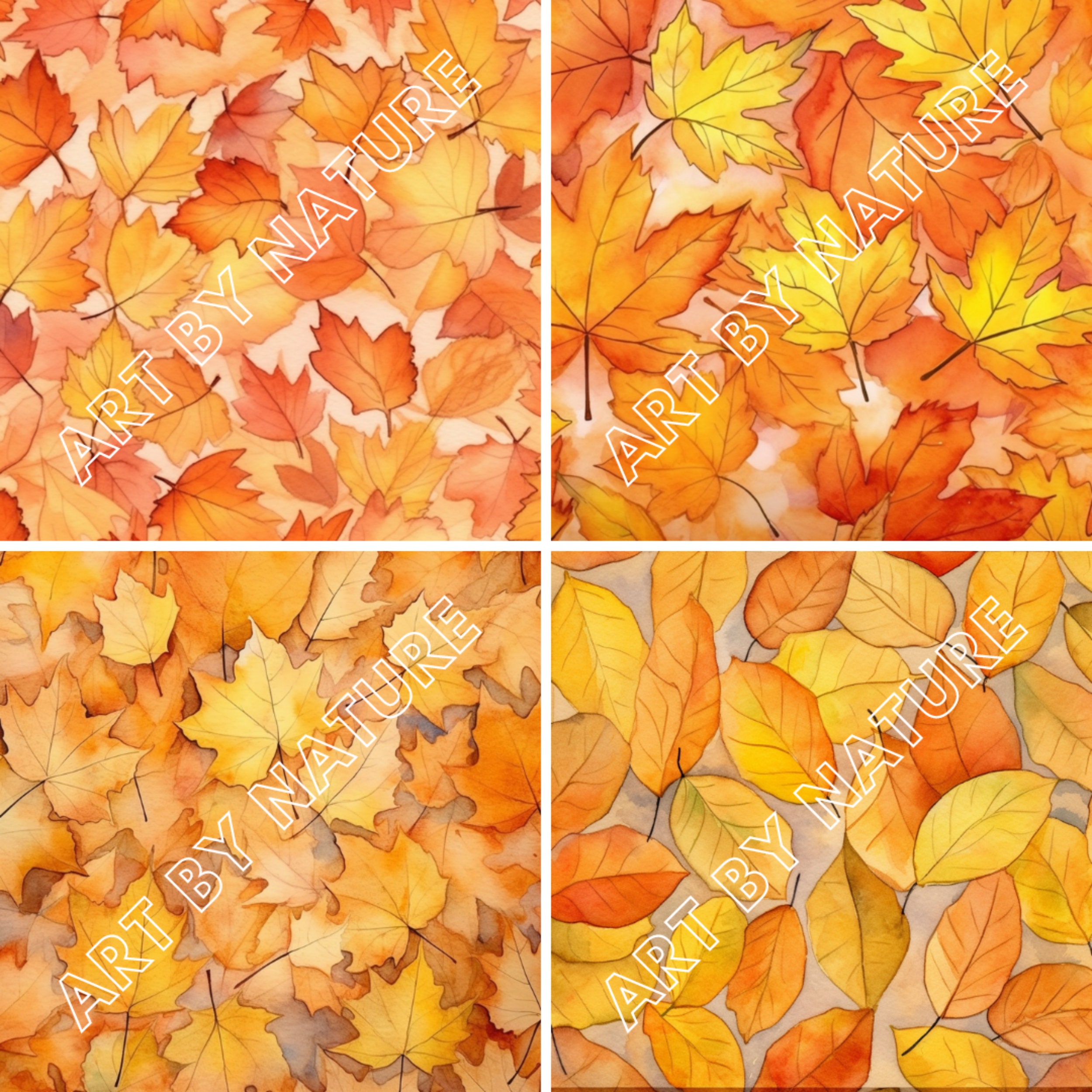 Fall Leaves Digital Paper, 20 High Quality PNG Watercolor Leaves for ...