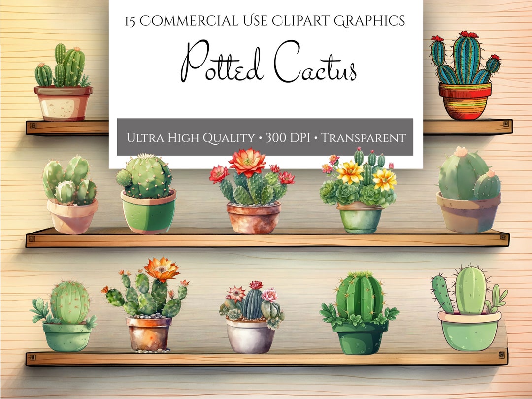Cactus Clipart Pack, Beautiful Digital Png Desert Cactus Graphics ...