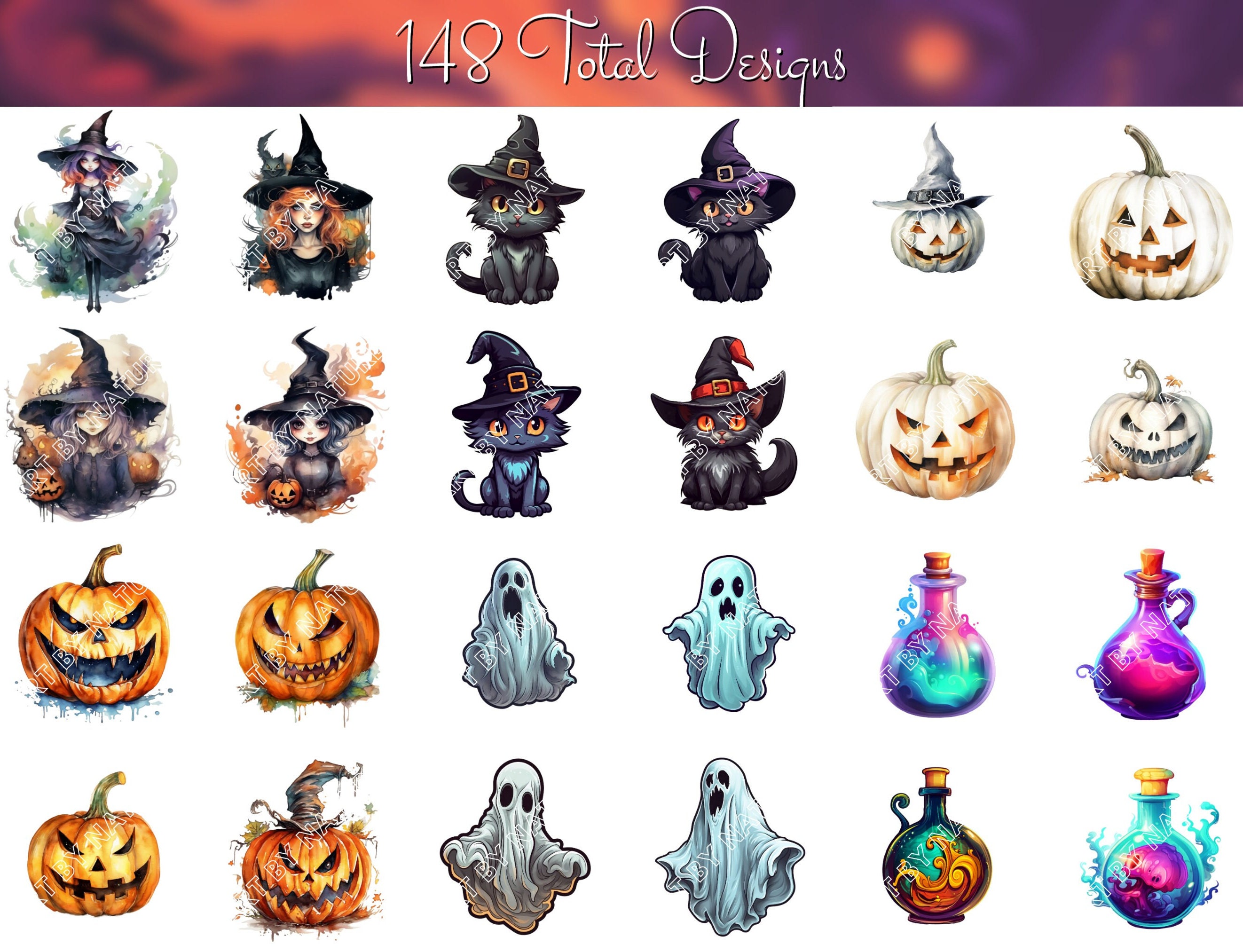 Spooky Halloween Clipart Mega Bundle, 148 Scary Halloween Ready Clipart ...