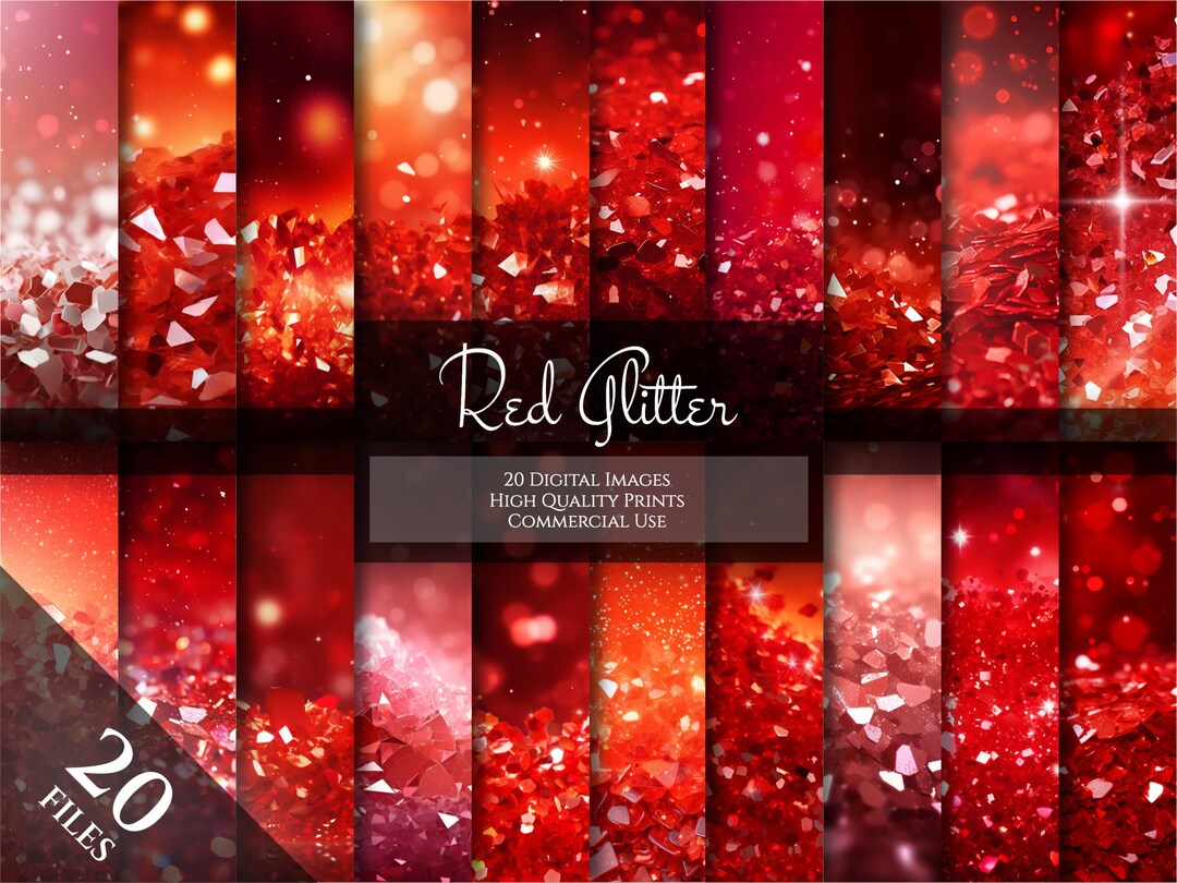 Red Glitter Digital Paper | Printable Scrapbook Paper Iridescent ...