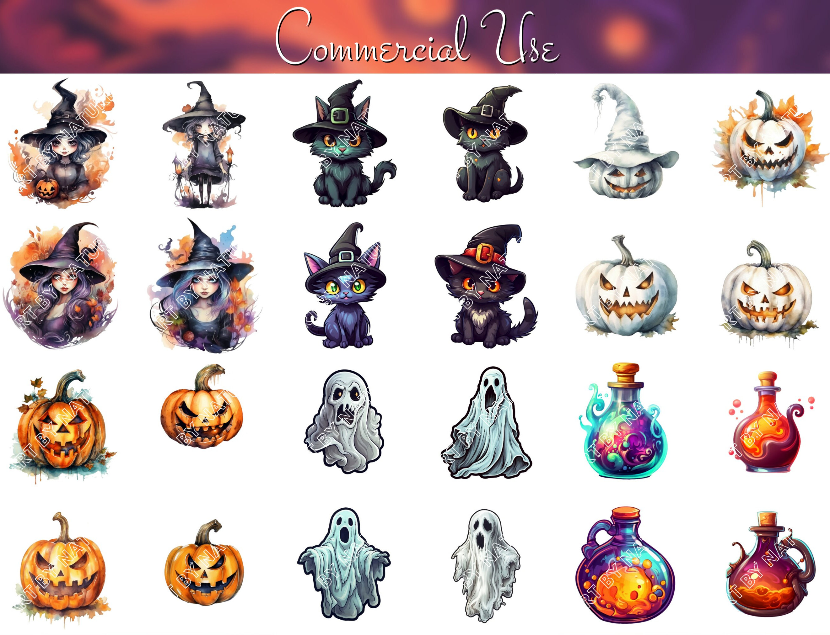 Spooky Halloween Clipart Mega Bundle, 148 Scary Halloween Ready Clipart ...