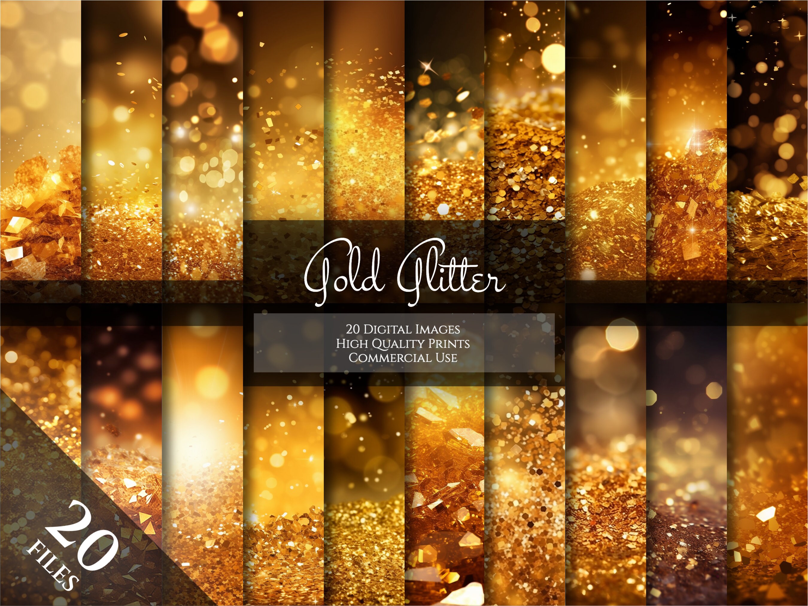 Gold Glitter Digital Paper | Printable Scrapbook Paper Iridescent ...